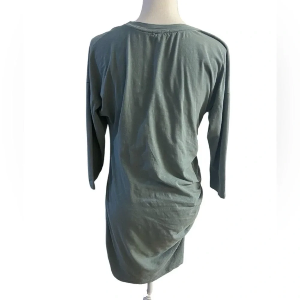 Sundry | Dresses | Sundry Moss Green 4 Sleeve Mini Dress Ruched Side ...